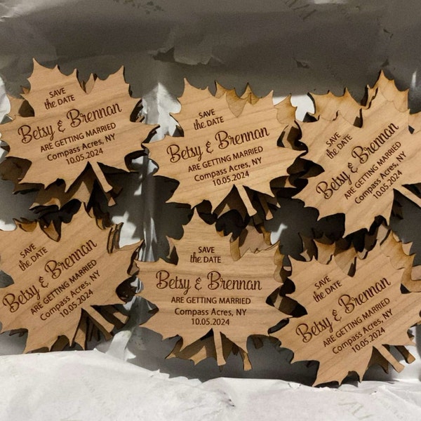Kraft Save the Date Magnet With Cards, Autumn Fall Wedding Maple Leaf ...