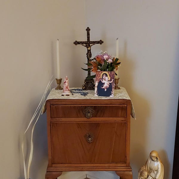 Altar Cloth Catholic Christian Home White Cotton With Cross Lace or ...