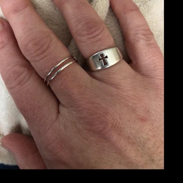 925 Sterling Silver Open Ring, Rose and Choc Ring, Double Ring ...