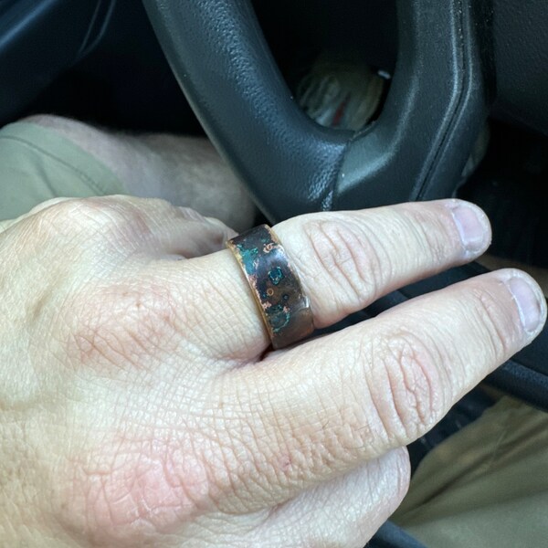 Makers Mark Whiskey Barrel Head Wood Ring Patina Aged Rustic Copper ...