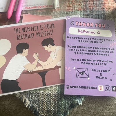 BTS JK Jungkook Birthday Greeting Card, Birthday Card, Cute Card, Kpop ...