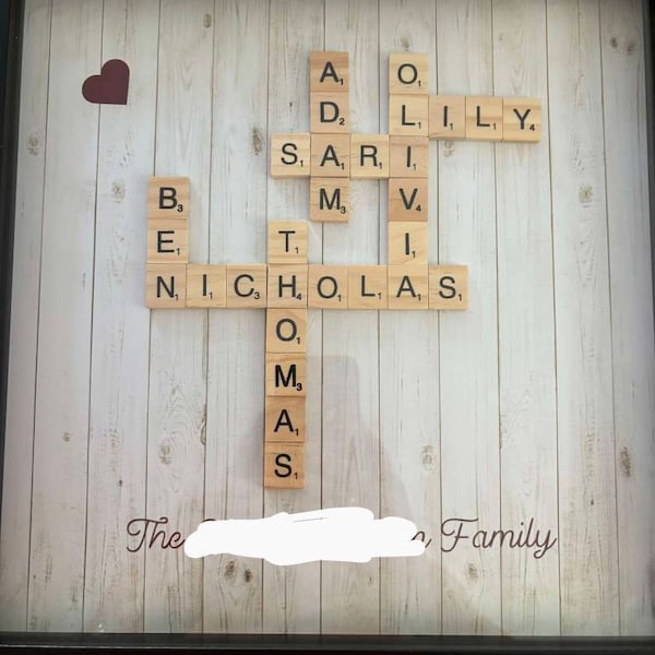 Personalized Scrabble Tile Shadow Box: Family Crossword Art - Etsy