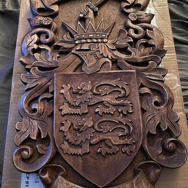 Custom Family Crest Coat of Arms Personalized Family Shield Wooden ...