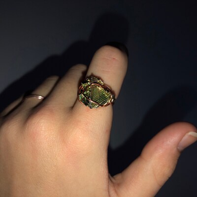 Raw Bismuth Crystal Ring, Pure Copper Bismuth Ring, Rainbow Bismuth ...