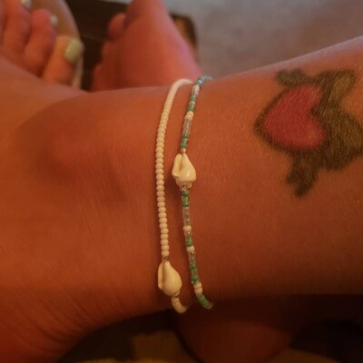 Turquoise Shell Anklet Dainty Shell Anklet Turquoise Beaded - Etsy