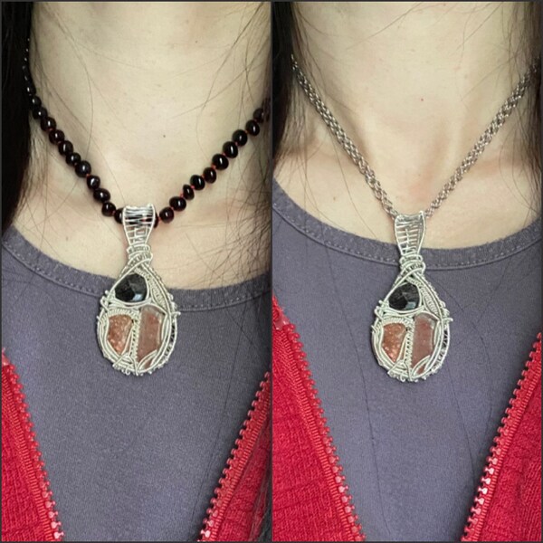 Larimar, Ruby, and Sunstone Beaded Necklace, Larimar Necklace, Larimar ...