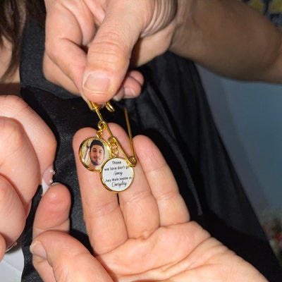 Gold Memorial Photo Lapel Pin Gift for Groom From Bride Custom Memorial ...