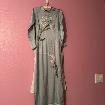 Green Vietnamese Traditional Ao Dai Long Dress With 3D Flower , Including Pants - Etsy