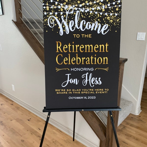 Retirement Celebration Welcome Sign Personalized Printables | Gold ...