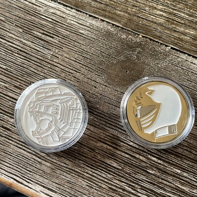Daimetal 1 & 2 WHITE Metal Coins Tiger and Falcon Ranger Power ...