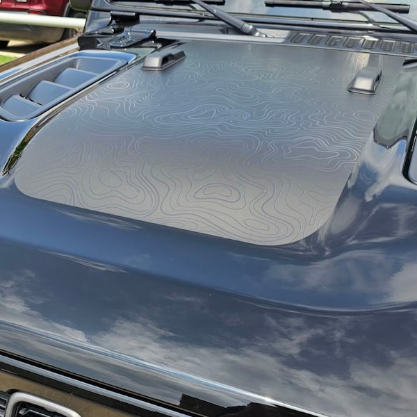Black Topo Map Hood Graphic for Wrangler JL & Gladiator JT Rubicon - Etsy
