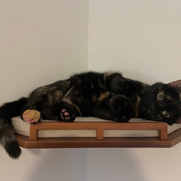 Corner Cat Shelf With Pillow, Cat Corner Wall Bed, Corne Cat Shelf for ...