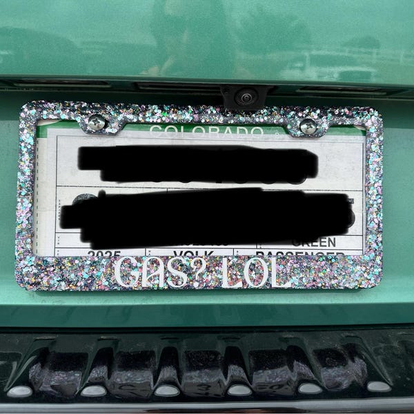 Custom Color Glitter Resin License Plate Frame With Glow in the Dark ...