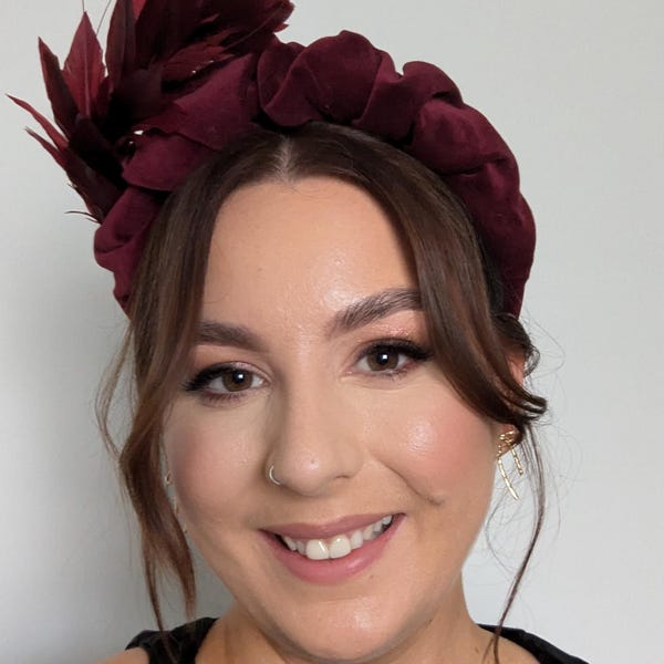 Black and White Feather Fascinator Headband, Sinamay Flower Millinery ...