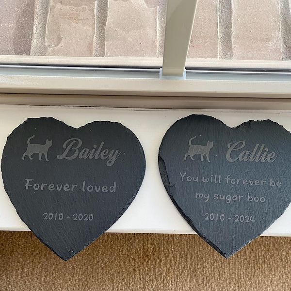 Custom Engraved Pet Memorial Stone, Personalized Slate Dog Cat Memorial ...