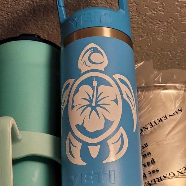 Hibiscus Honu Sea Turtle Decal. Vinyl Decal Only. Personalize Water ...
