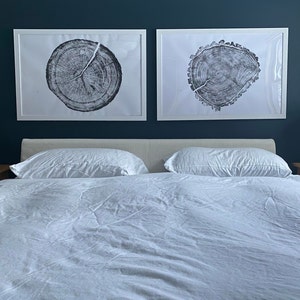 Blue Tree Ring Art Blue Tree Ring Print Fixer Upper Art | Etsy