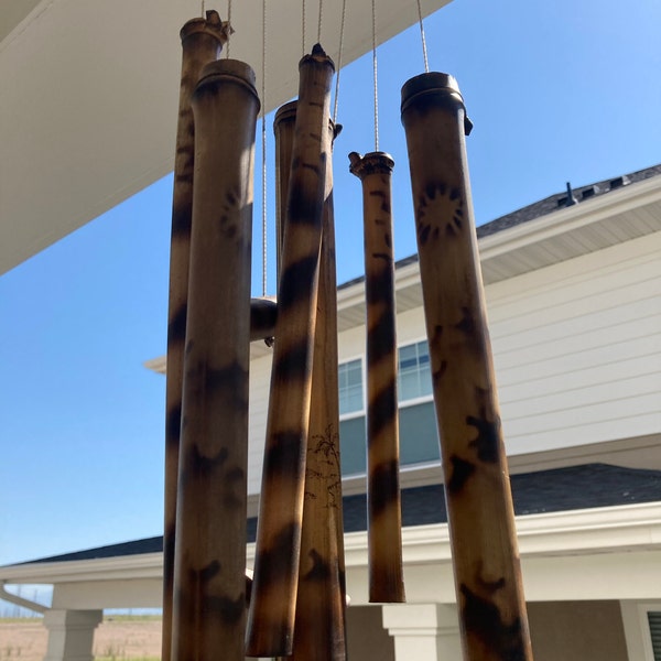 Natural Bamboo Wind Chimes, Durable Exotic Tropical Beach Gift for Zen ...