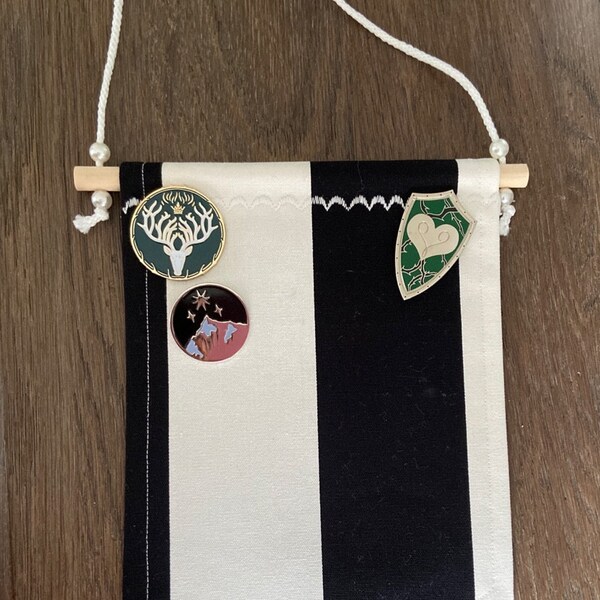 Large Pin Banner. Enamel Pin Banner With Black and White Stripes, Pin ...