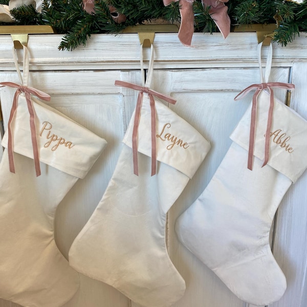 Solid Christmas Stocking, Personalized Christmas Stocking, Velvet ...