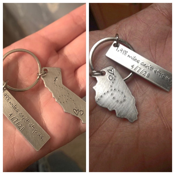 Long Distance Keychain Anniversary Gift for Boyfriend Coordinate ...