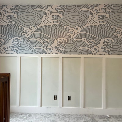 Wave Wall Decal / Wave Wall Mural / Wave Wallpaper / Nautical - Etsy