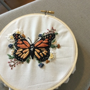 Monarch Embroidery Pattern, Hand Embroidery, Botanical Embroidery ...