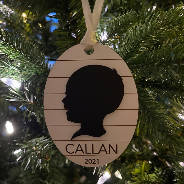 Silhouette Ornament. Custom Silhouette Keepsake Gift Ornament. Kids ...