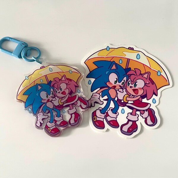 Sonic/shadow & Sonic/amy Keychains - Etsy