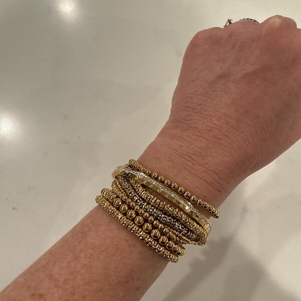 4 Piece Custom 18K Gold Filled Stack Bracelet Set Layering Gold ...