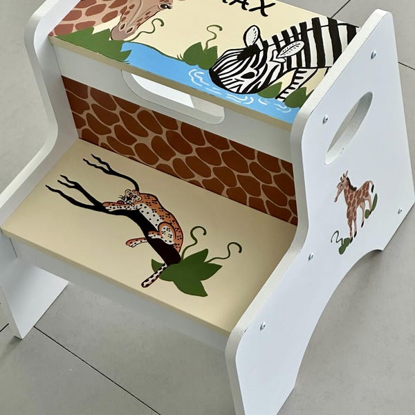 Kids 2 Step Stool,childrens Step Stool,race Cars,hand Painted,boy,girl ...