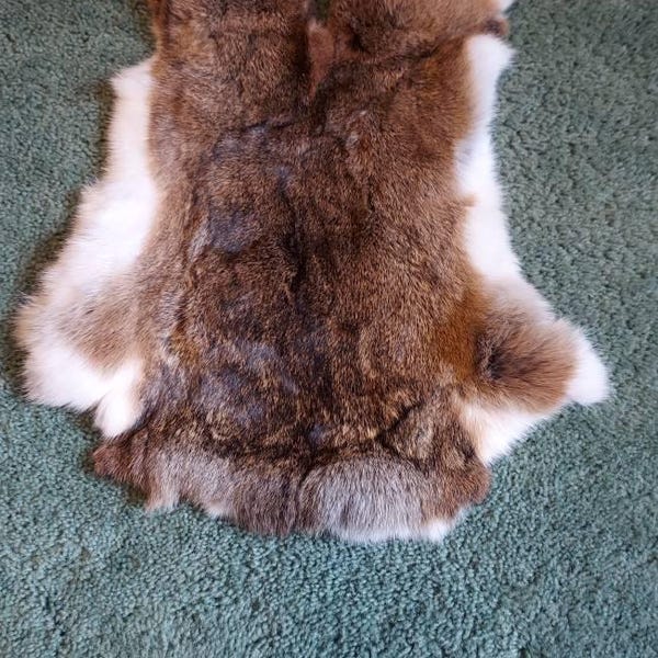 Gray and White Dutch Rabbit Hide - One Average - Natural Rabbit Fur ...