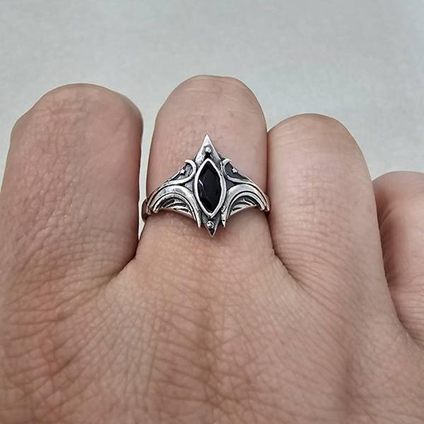 Genuine Black Onyx Ring* Handmade Gothic Black Onyx Ring* Unique Gift ...