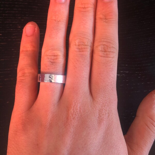 Hidden Message Ring, Handstamped Aluminium 6mm Cuff Ring, Personalised ...