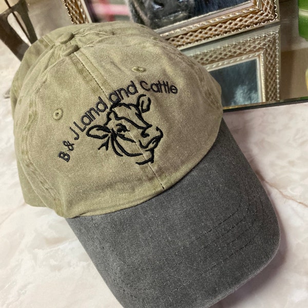 Cow Head Baseball Cap - Embroidered Cow Hat - Custom Cattle Ball Cap ...