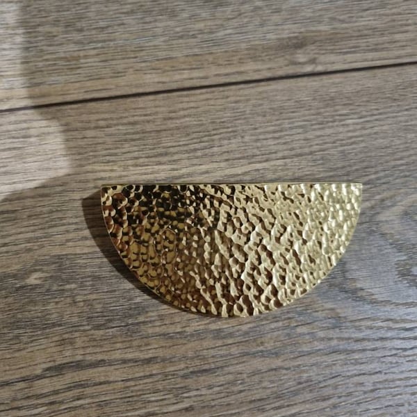 Hammered Grain Semicircle Brass Knob, Handmade Drawer Solid Brass Knobs, Improvement Knobs ...