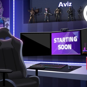 Stream Animated Screen Pixel Style Retro Desk Cat Game Room Twitch ...