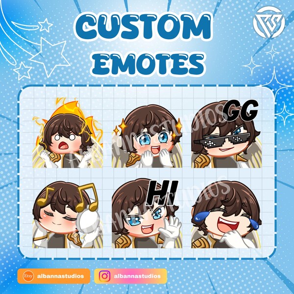 Custom Twitch Emotes or Kick Emote and Animated Emotes, Vtuber Cute ...