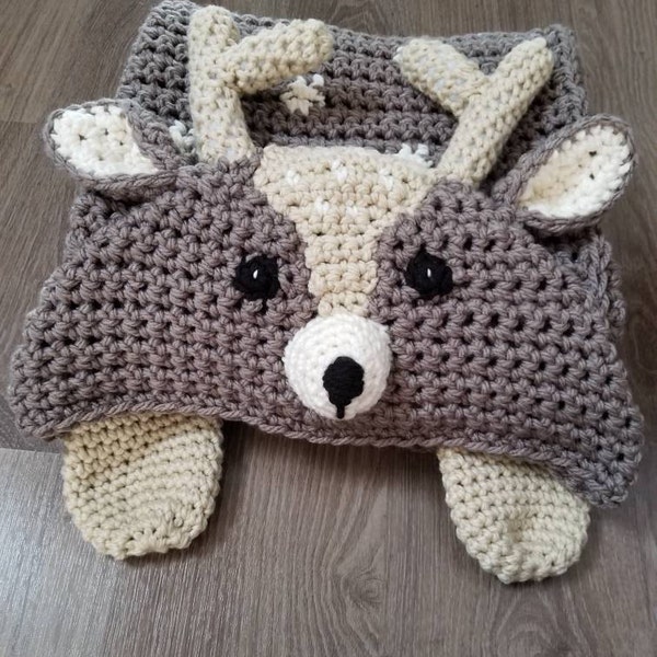 CROCHET PATTERN Woodland Deer Blanket - Hooded Woodland Deer Blanket ...