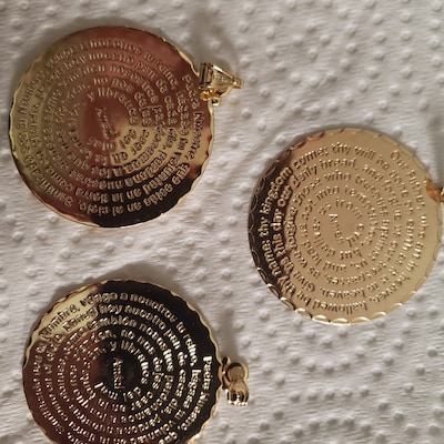 Large Gold Filled Our Father Prayer Charm,the Lords Prayer Medal ...