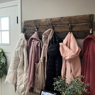 Farmhouse Wooden Coat Rack/coat Hooks/entryway Decor/wall Mount Coat ...