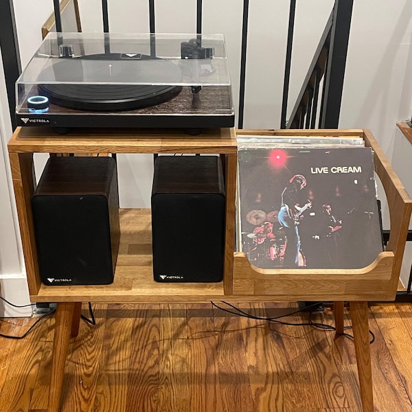 Large Record Player Stand, Vinyl Console, Vinyl End Table, Record ...