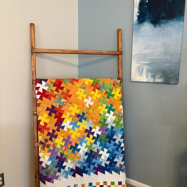 Extra Wide Blanket Ladder, Very Large Farmhouse Quilt Rack Display ...