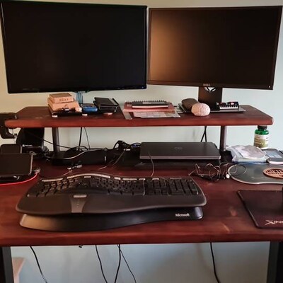 Corner Desk Industrial Style L Shape Desk Riser Shelf for Storage ...