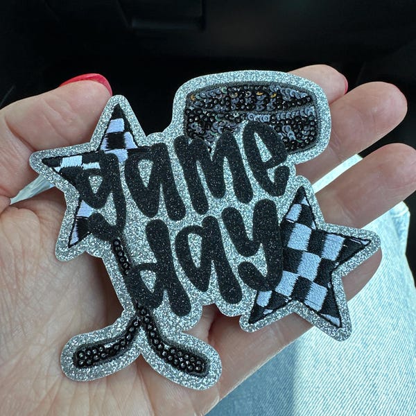 Hockey Game Day Patch, Hockey Patch, Trucker Hat Patches, Sequin Patch ...