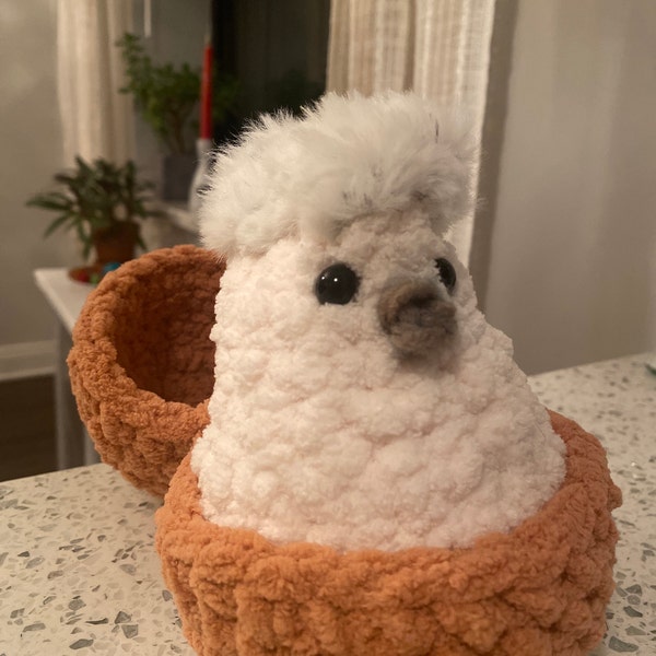 Silkie Chicken, Crochet Hatching Chicken, Baby Chicken in Shell, Easter ...