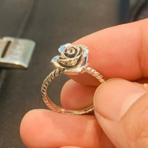 Rose Blossom Ring, Sterling Silver, Romantic Rose Flower, Engagement ...