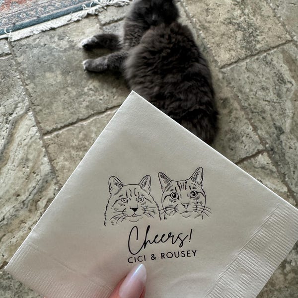 Custom Illustrated Cat Napkins - Foil Printed for Weddings & Parties - Etsy