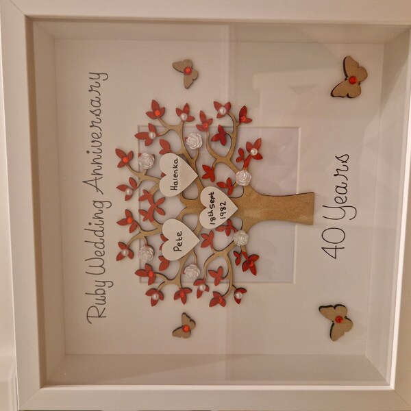 Ruby Wedding Anniversary Frame, Wedding Gift, Personalised, 40th ...