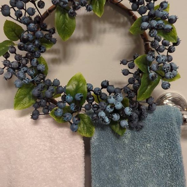 Blue Berry Wreath for Spring Winter Home Decor Candle Ring Tabletop ...